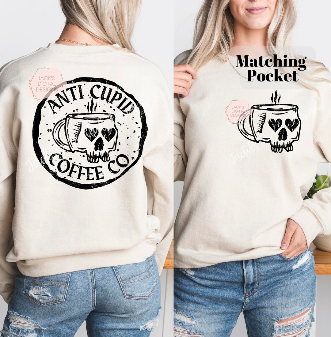 Anti Cupid Coffee Co Png, Anti Valentines Day Png, Skeleton Heart Png ...