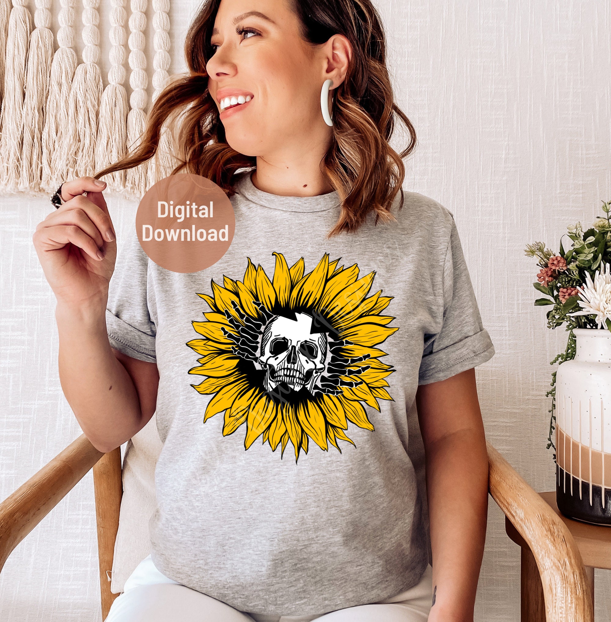 Skull Sunflower Png Sunflower Skeleton Png Skull Png Spring - Etsy