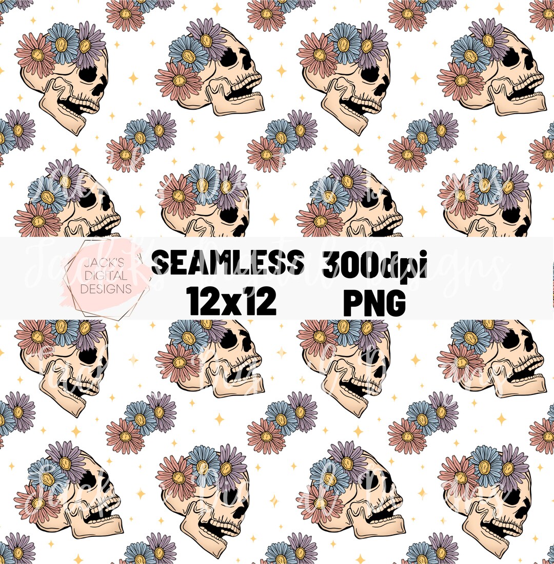 Daisy Skull Seamless Pattern, Remember Why You Started Png, Flower ...