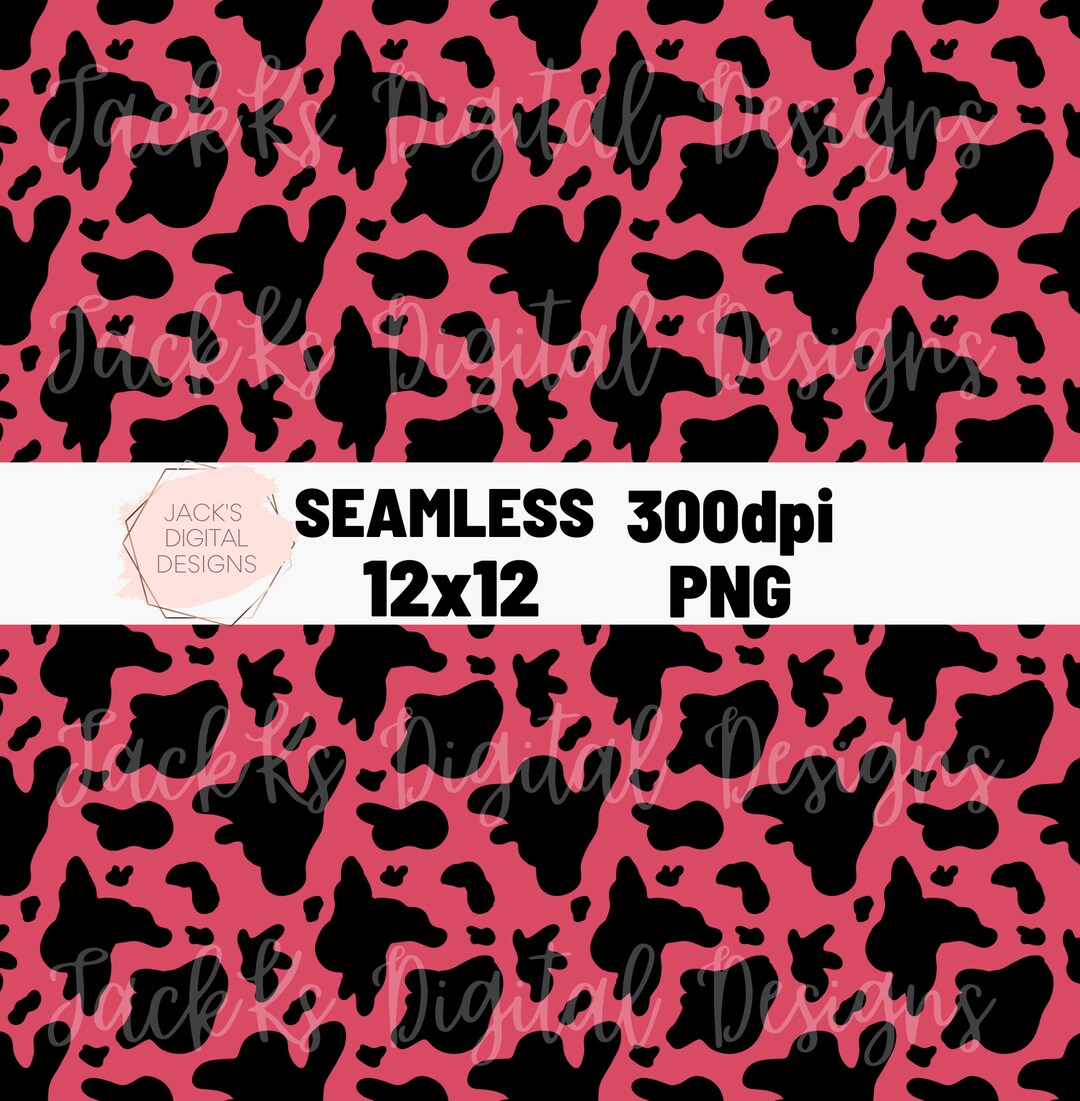Pink Cow Print Seamless Pattern, Loved to Death Seamless Pattern, Cow ...
