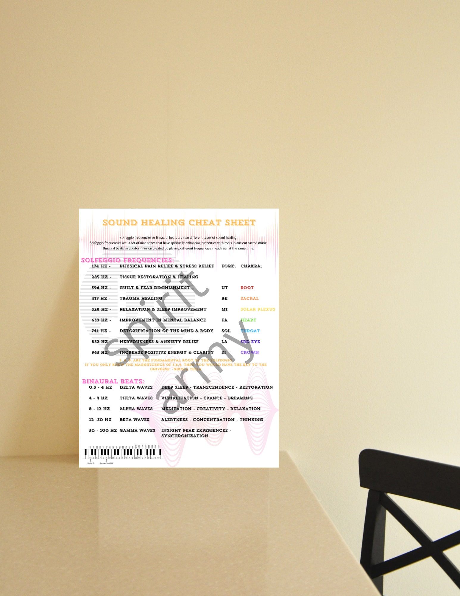 Sound Healing Cheat Sheets Solfeggio Frequencies Binaural Beats - Etsy