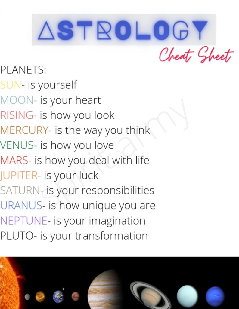 Astrology Cheat Sheet - Etsy