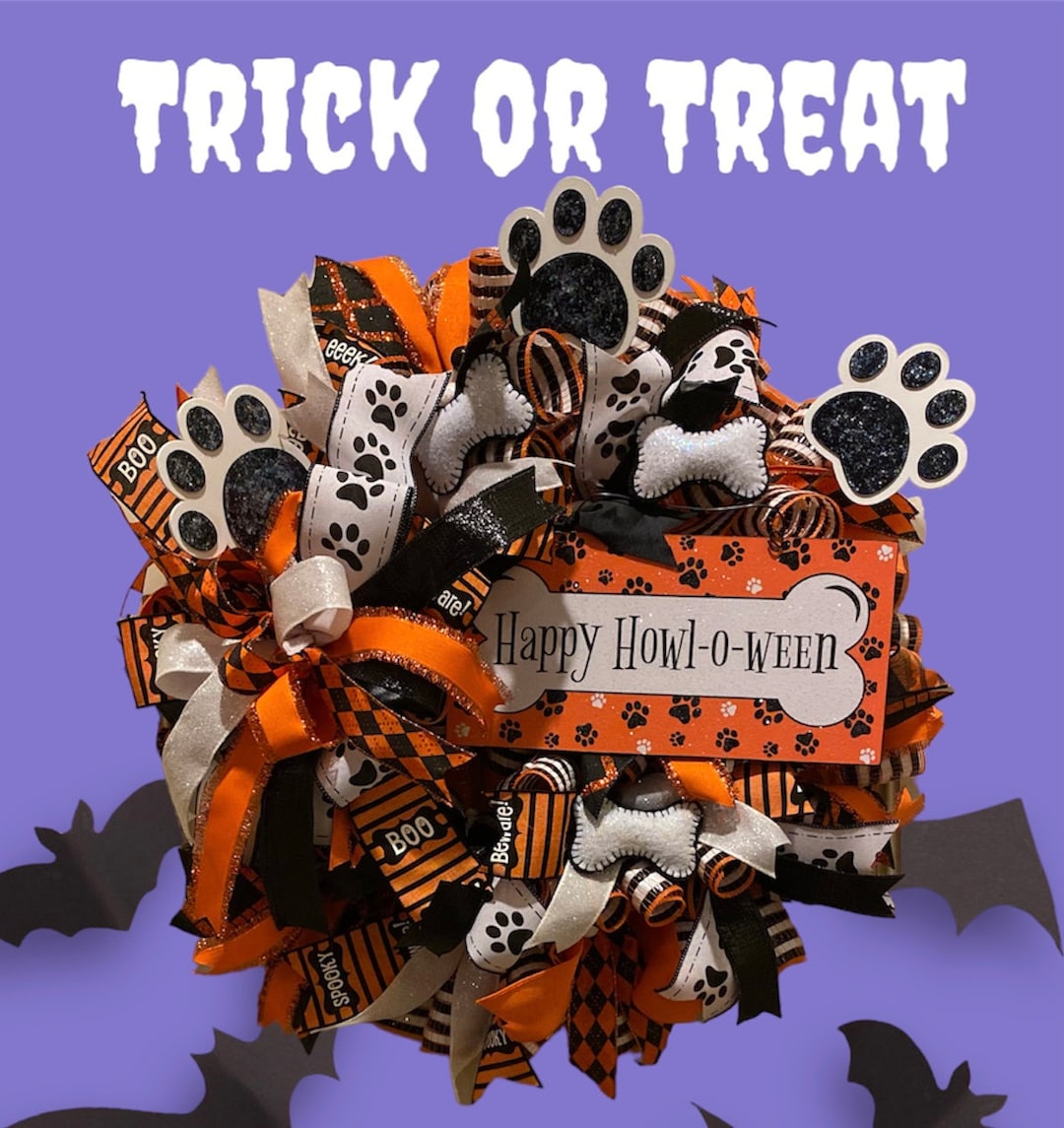 Happy Howl-o-ween Wreath,halloween Wreath,halloween Decor,halloween Dog ...