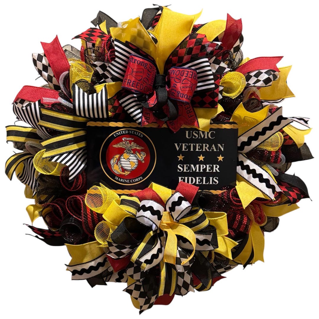 USMC Veteran Wreath, Semper Fidelis Tribute, Patriotic Door Decor - Etsy