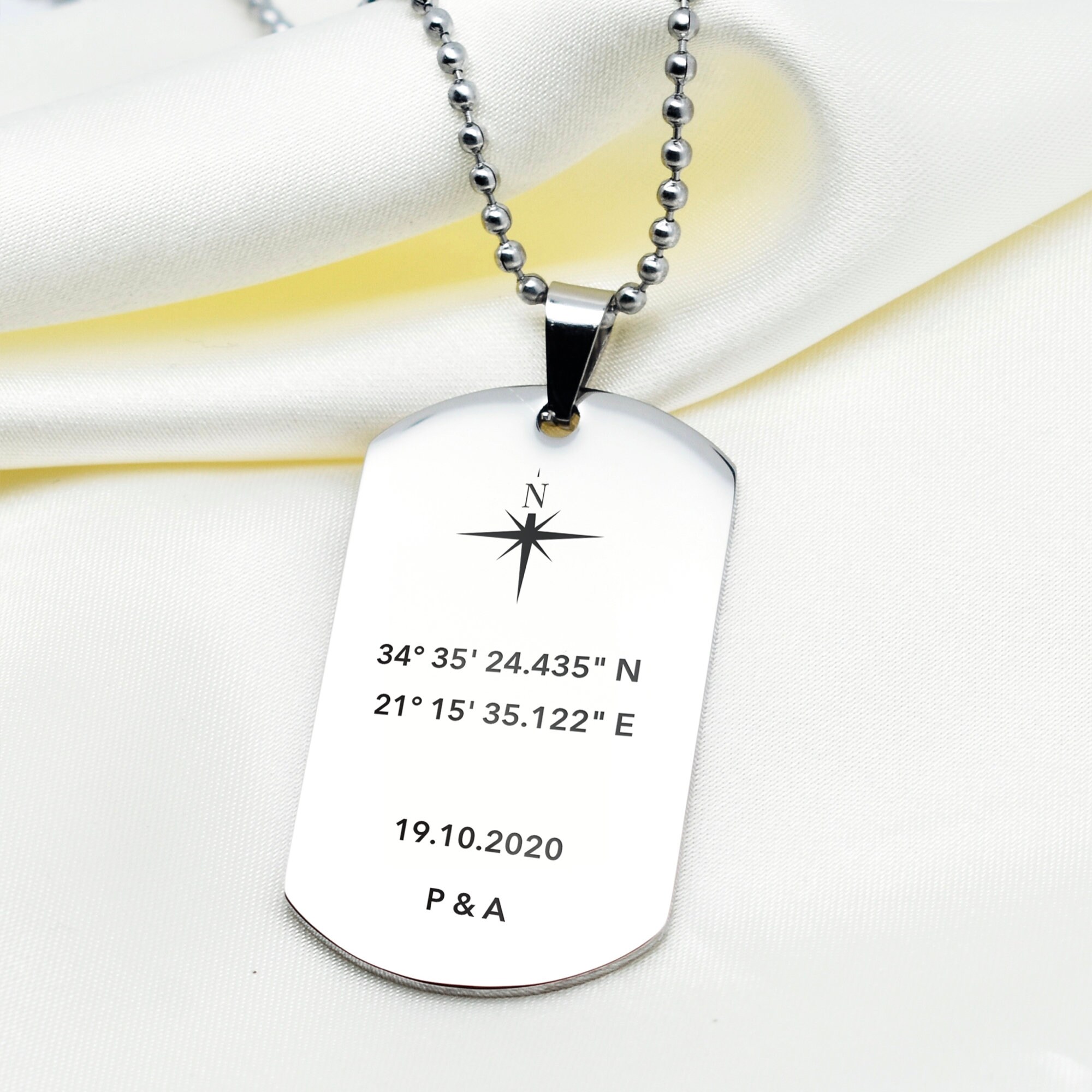 Collier Homme Personnalisé Coordonnées GPS Cadeau Compagnon ...