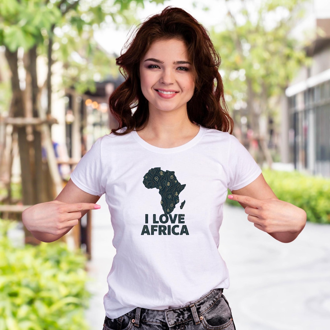 I LOVE Africa" T-shirt, African Pride Shirt, Ancestral Pattern Tee ...