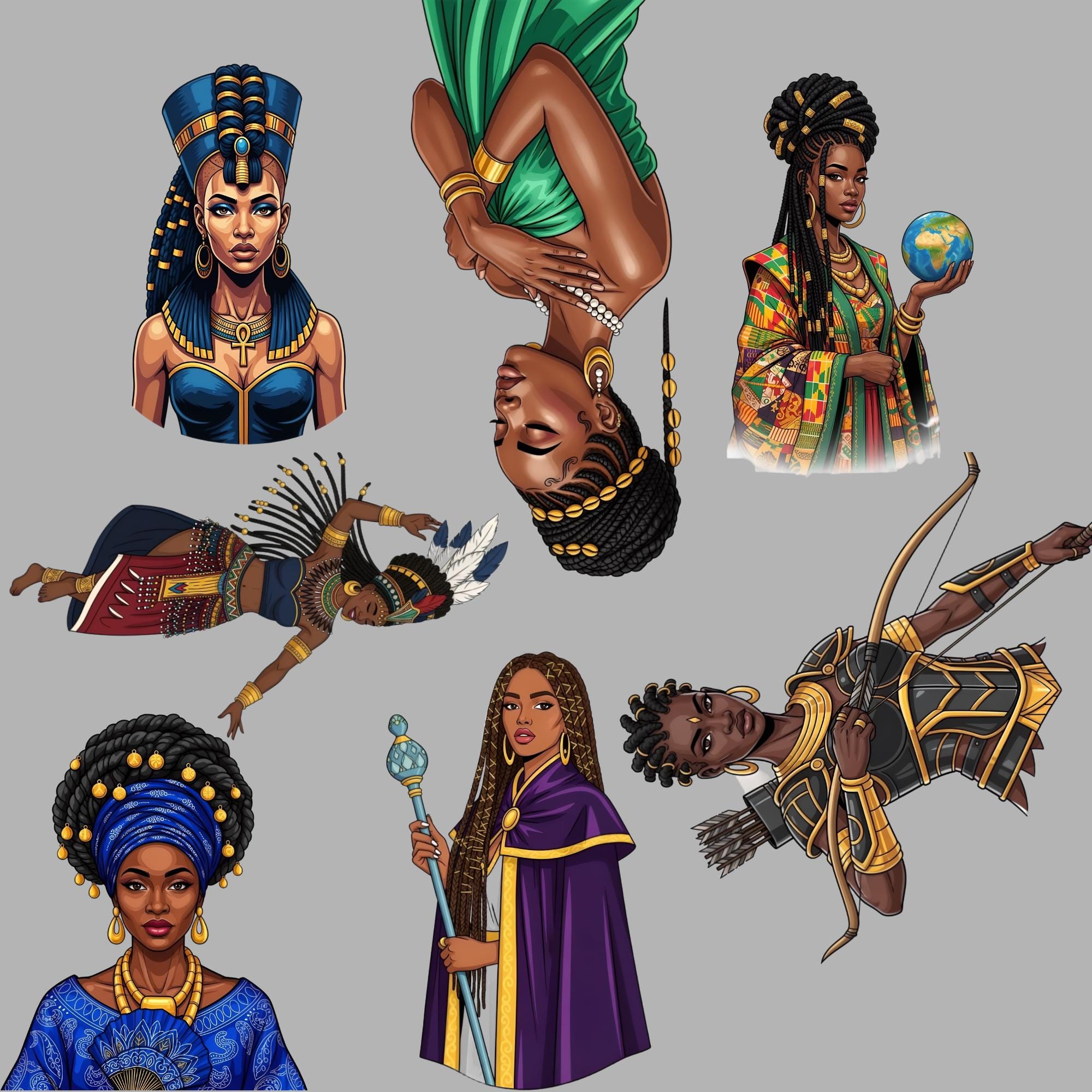 Empowering African Queens Clipart Bundle - 20 Ai-generated PNG Digital ...