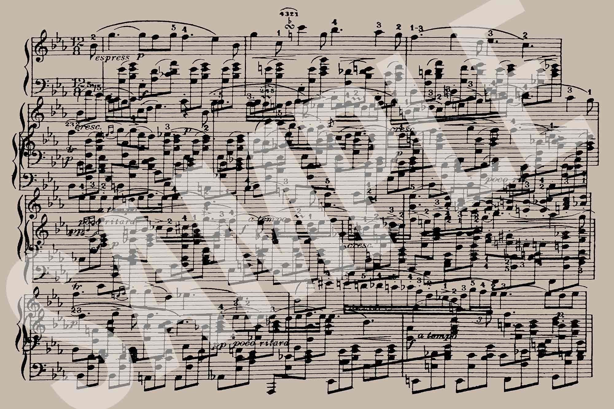 Overlapping Piano Notes Sheet Music Large Format Poster, Digital ...