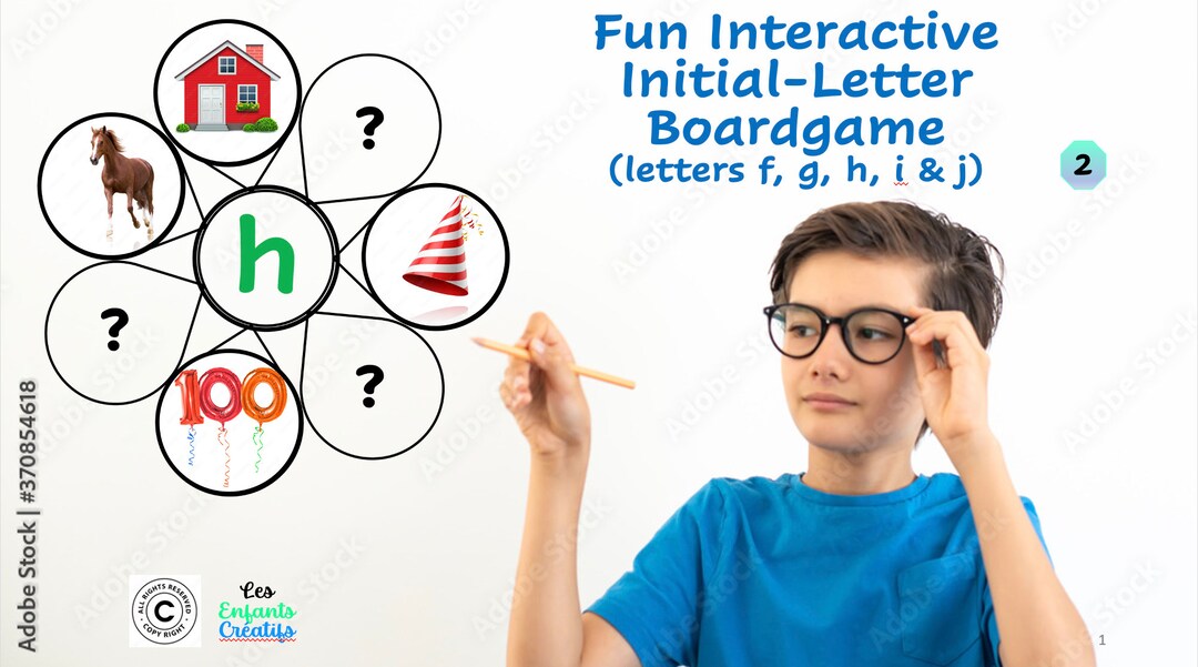 Fun Interactive Initial-letter Board Game_2 letters F, G, H, I & J - Etsy