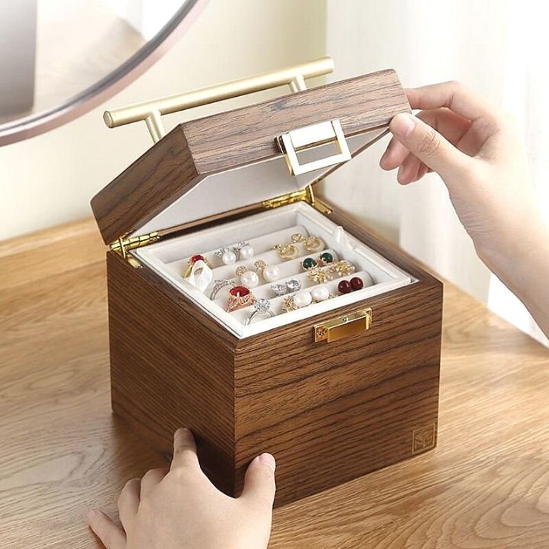 Wooden Jewelry Box With Lock Jewelry Organizer for Women and - Etsy
