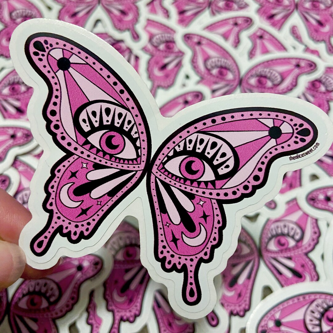 Free Spirit Butterfly Spooky Psychedelic Vinyl Sticker Yoga Halloween ...