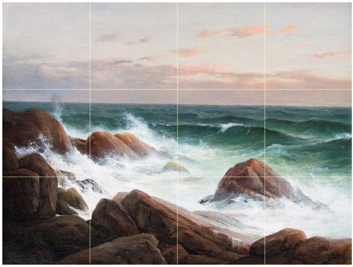 Seascape Sea Waves Rocks by Berndt Adolf Lindholm Art Tile - Etsy