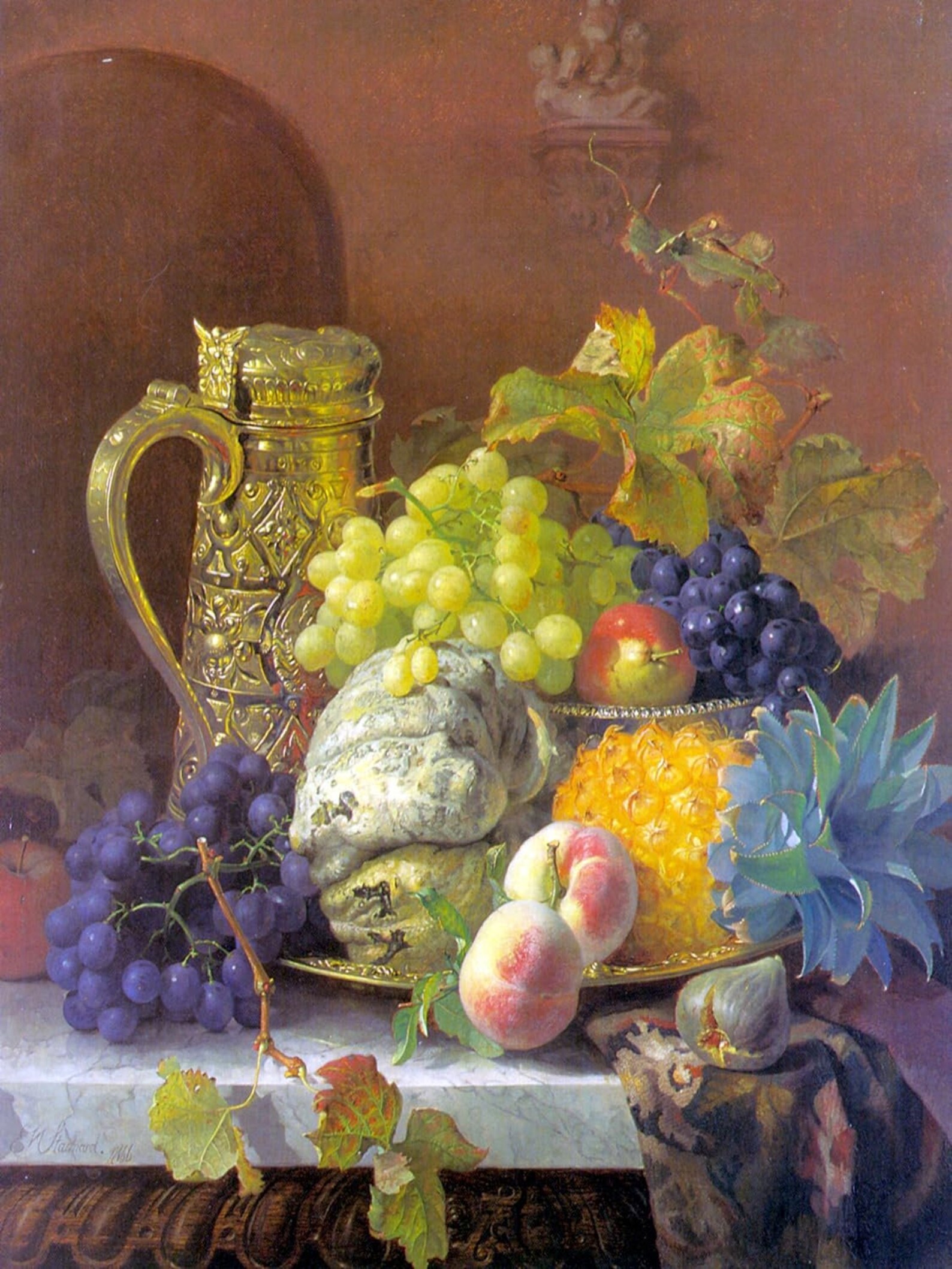 Fruits on A Tray With A Silver Flagon by Eloise Harriet Stannard Accent ...