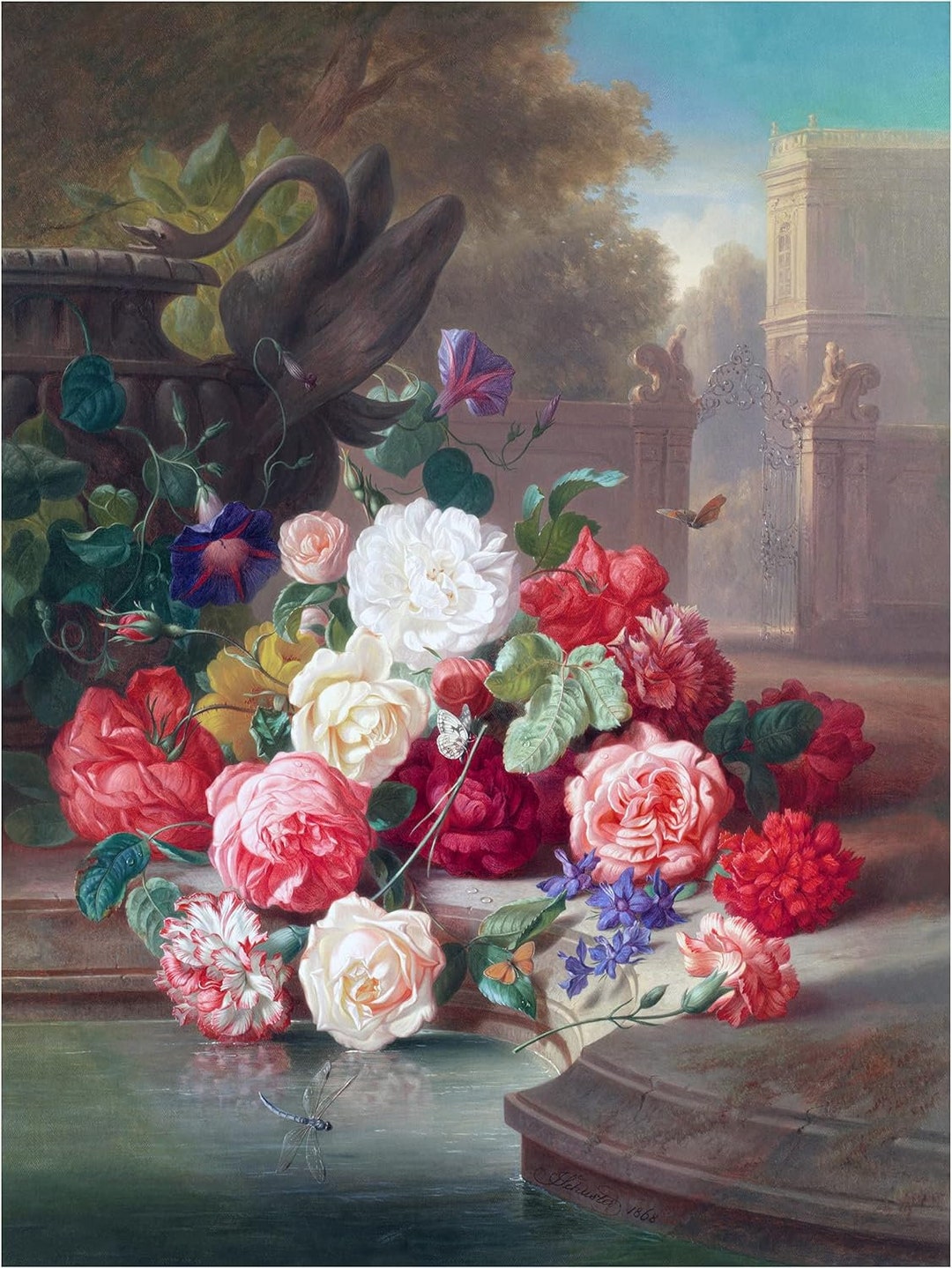 Still Life of Roses in A Country House Garden by Josef Schuster ...