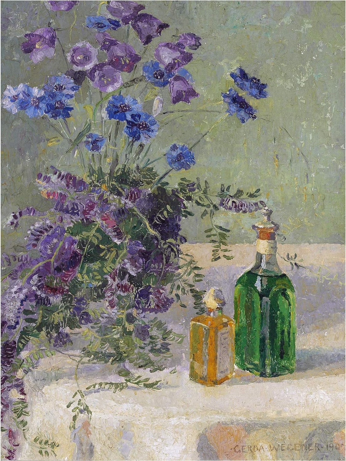 Still Life Wildflowers Bellflower Cornflower Bottles by Gerda Wegener ...
