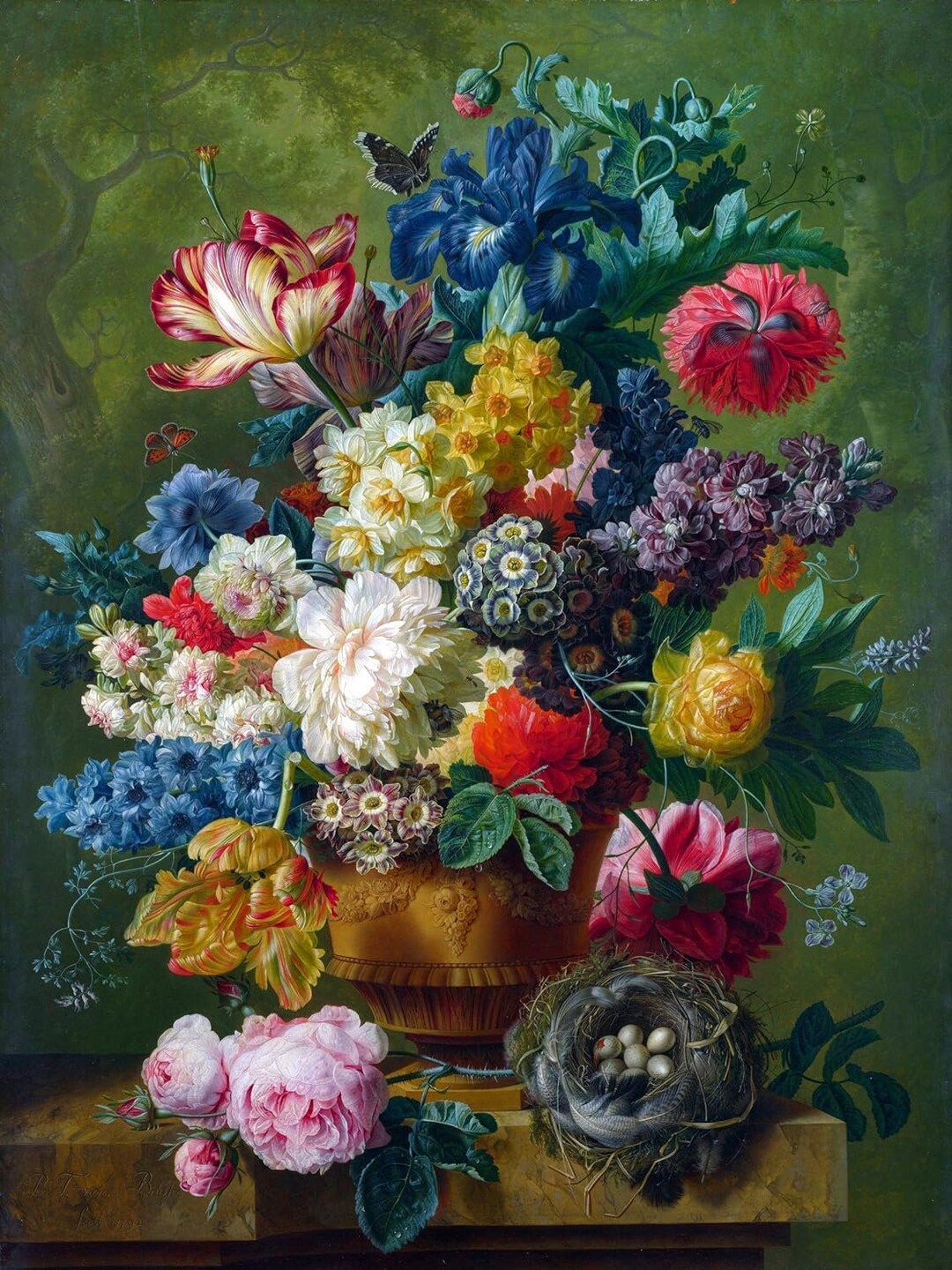 Still Life Flowers Rose, Peony, Tulips, Irises by Paulus Theodorus Van ...