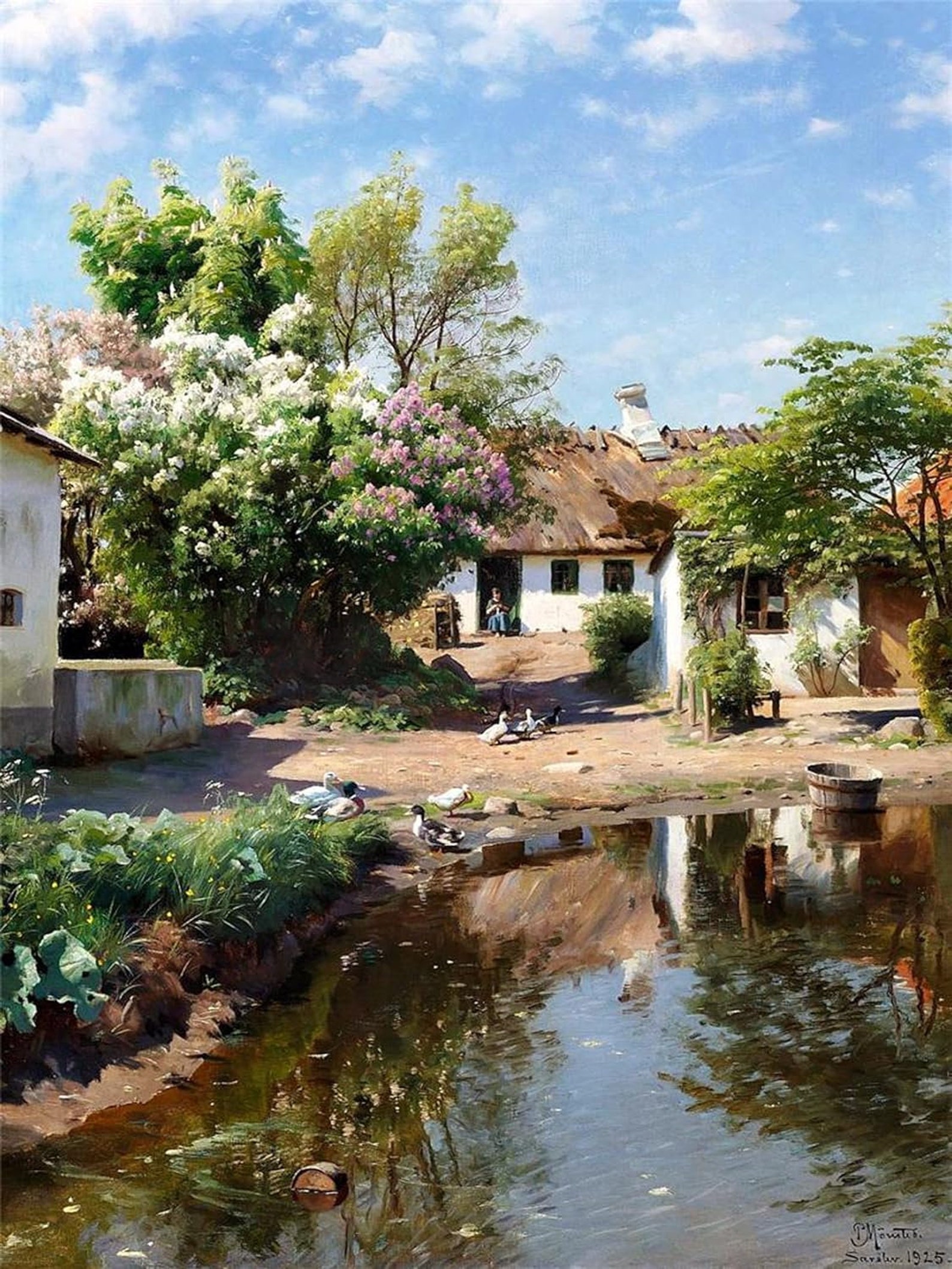 Landscape Village Duck Lake Lilac House by Peder Monsted Accent Tile ...