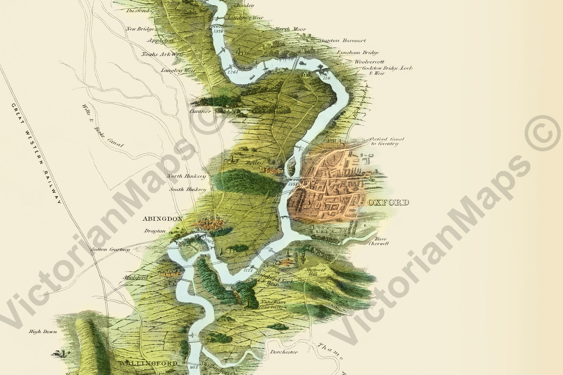 Tombleson's Panoramic Map River Thames & Medway Old Antique Victorian ...