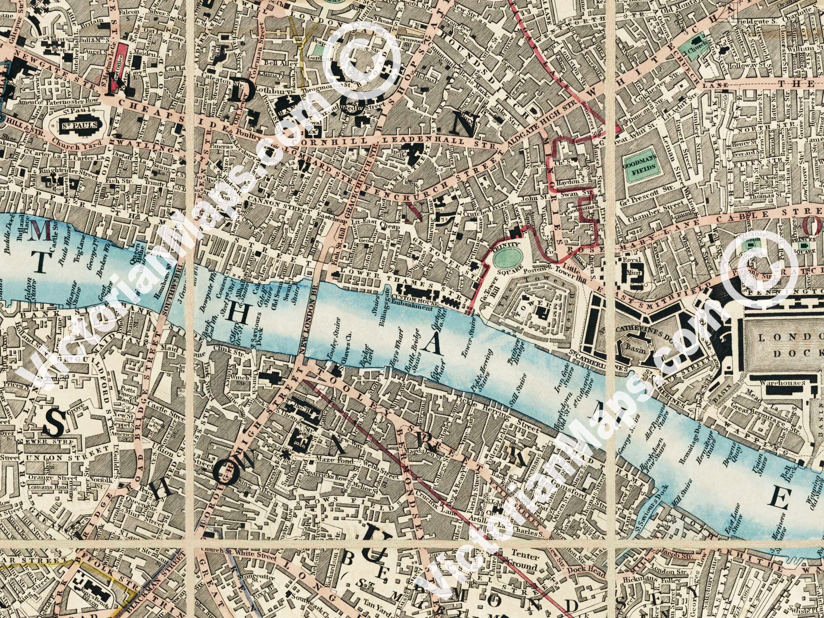 Cruchley's New PLAN of LONDON Georgian Map Guide Old Antique 1832 Art ...