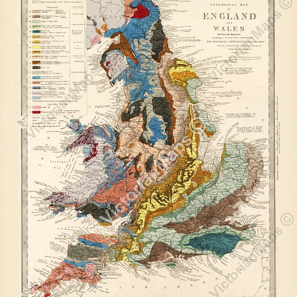 Geological Map of Wales - Etsy UK
