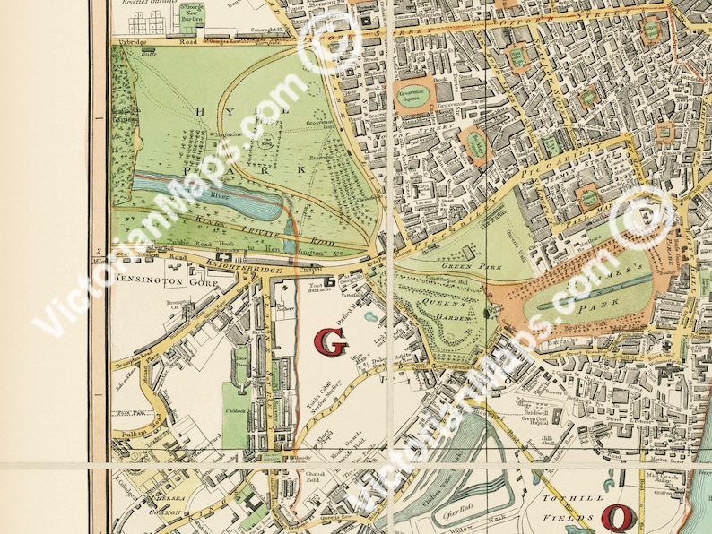 New Map of London Old Antique Pictorial Landmarks Georgian Plan Langley ...