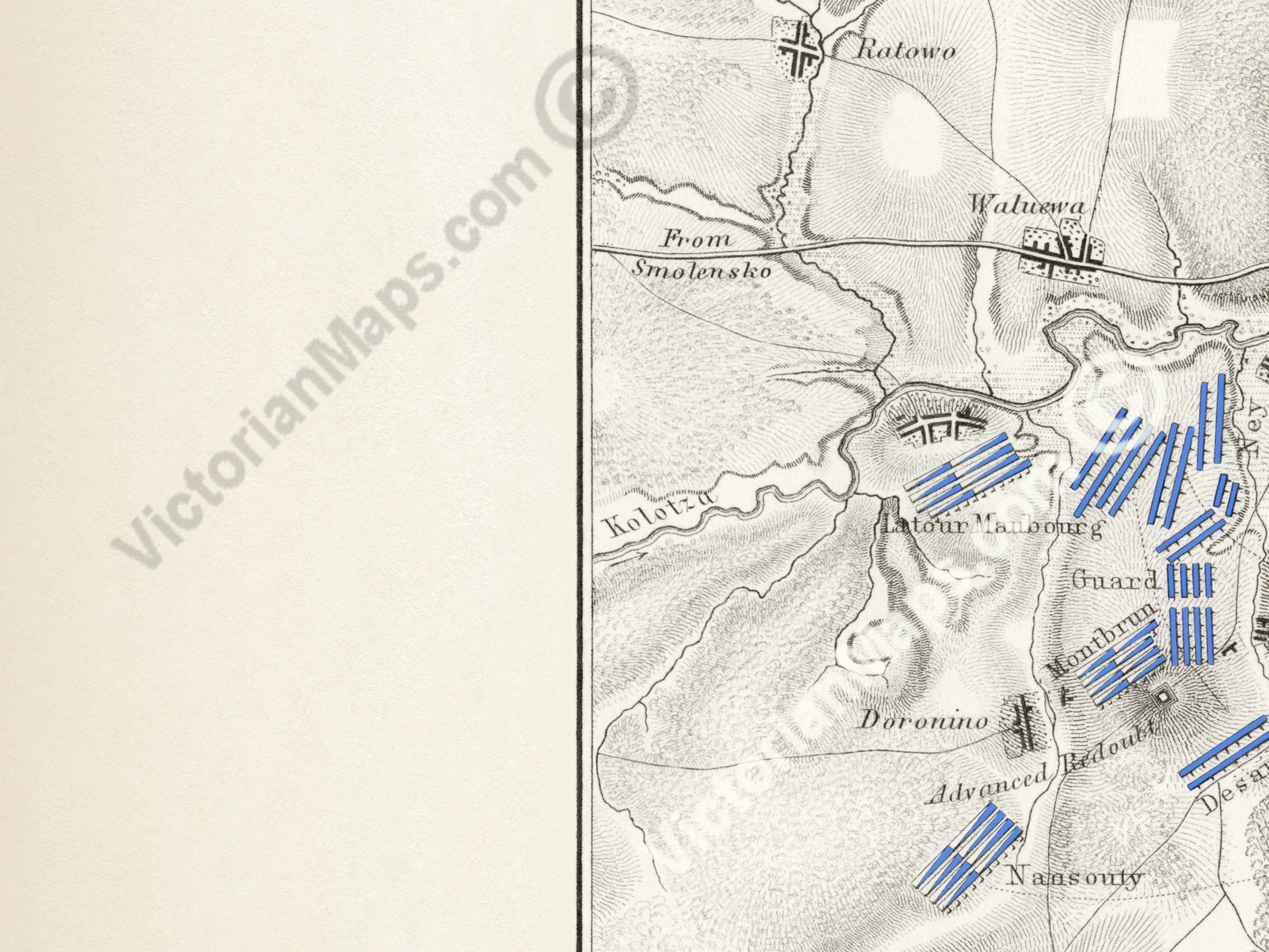 Antique Map Battle of Borodino 1812 Art Print Wall Decor Poster ...