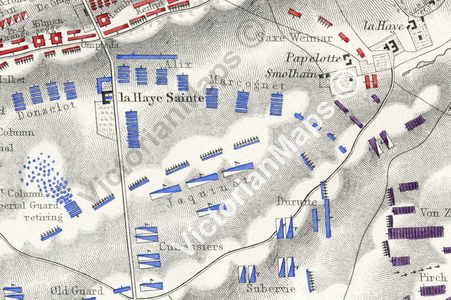 Battle of Waterloo 1815 Sheet 2 Antique Victorian Plan Alison's Atlas ...