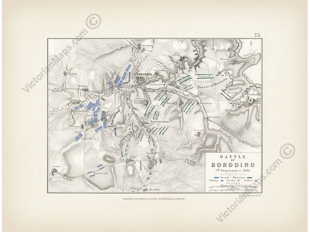 Battle of Borodino 1812 Napoleon Bonaparte Old Antique Plan Alison's ...