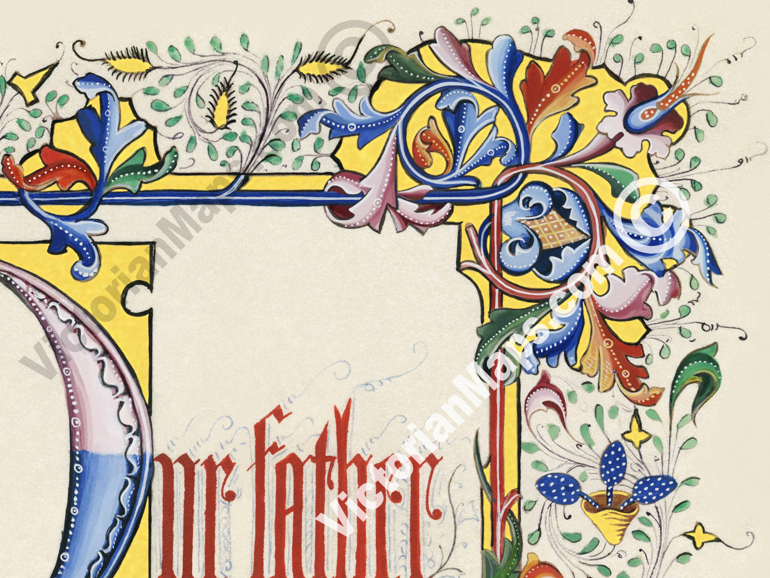 Victorian Illuminated Manuscript Art Print the Lord's Prayer Wall Decor ...