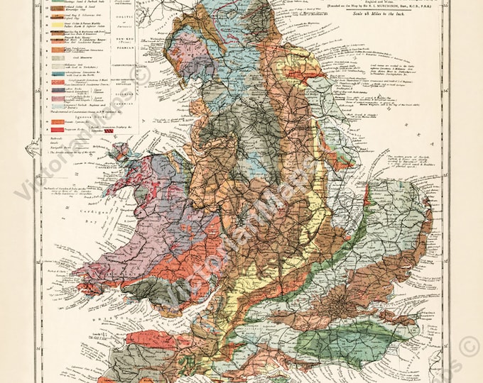 Geologic Map, Geologic Map of England and Wales, Old Geological Map ...