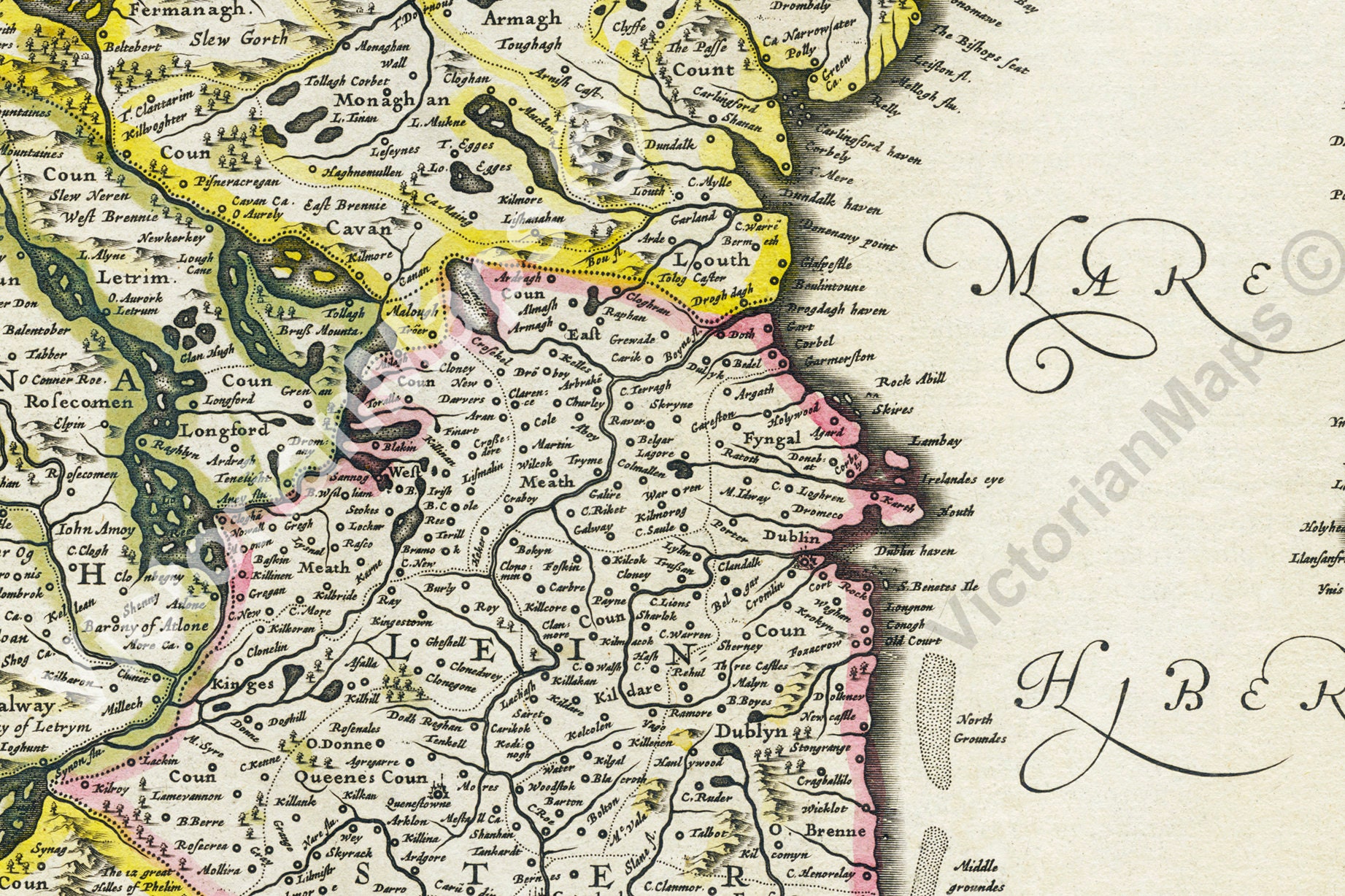 Hibernia Regnum Vulgo Ireland Old Antique Early Map Atlas Novus ...