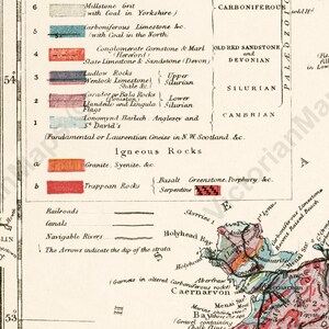 Old Antique Victorian Geological Map of England & Wales Lett's Popular ...