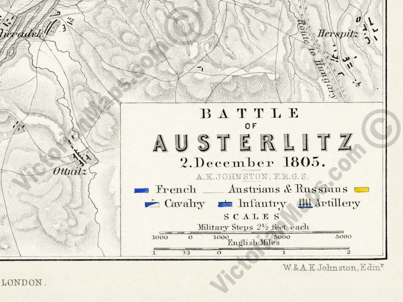 Battle of Austerlitz 1805 Napoleon Bonaparte Antique Victorian Plan ...