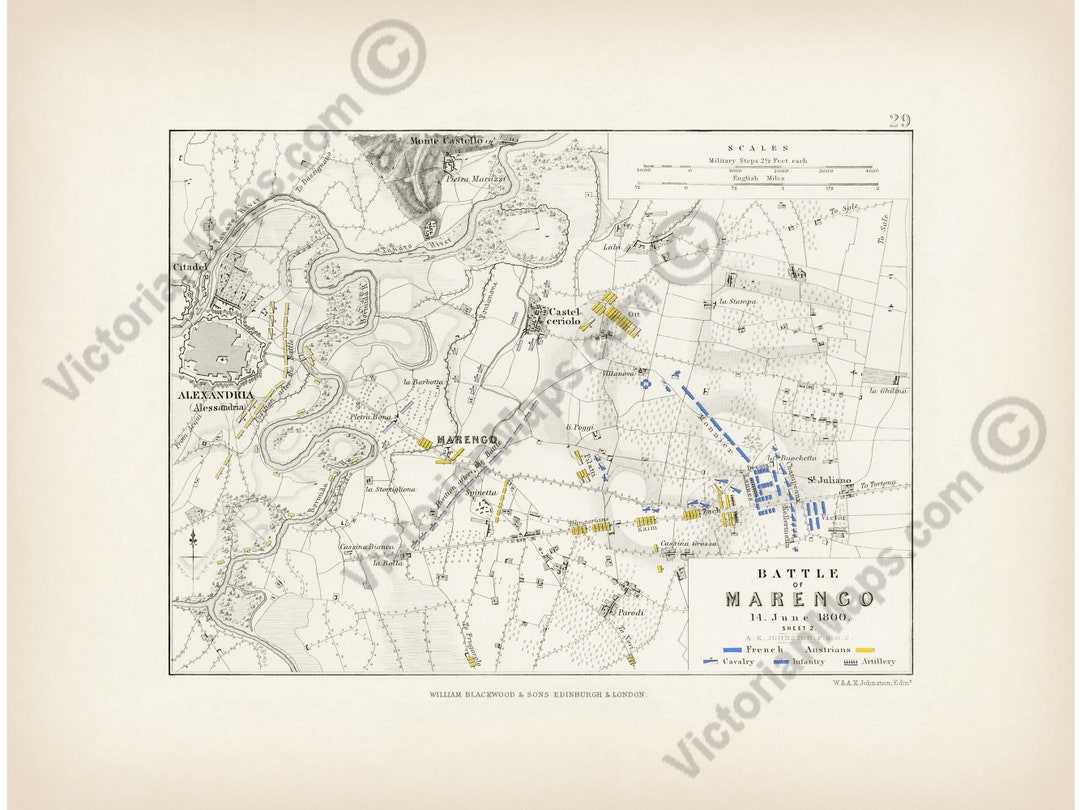 Antique Map Battle of Marengo 1800 Sheet 2 Napoleon Bonaparte Art Print ...