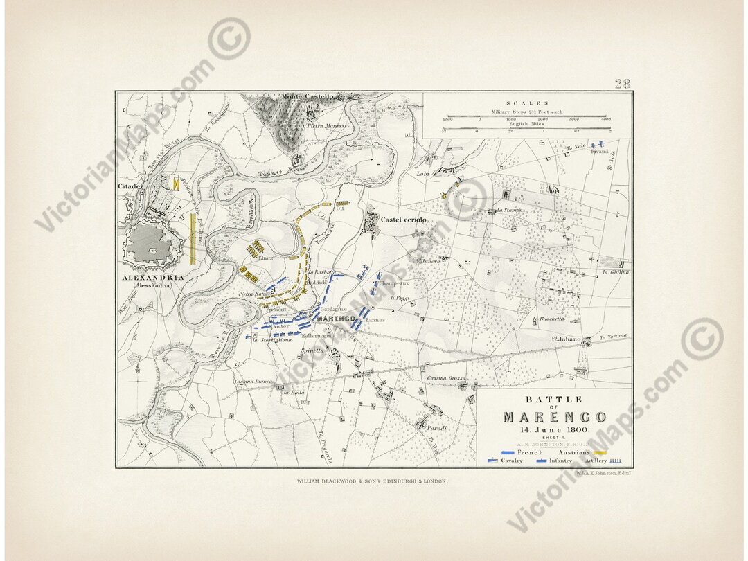 Antique Map Battle of Marengo 1800 Sheet 1 Napoleon Bonaparte Art Print ...