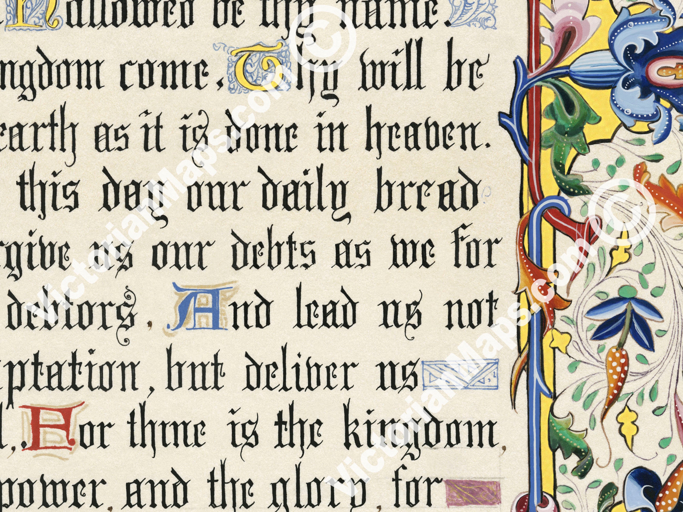 Victorian Illuminated Manuscript Art Print the Lord's Prayer Wall Decor ...