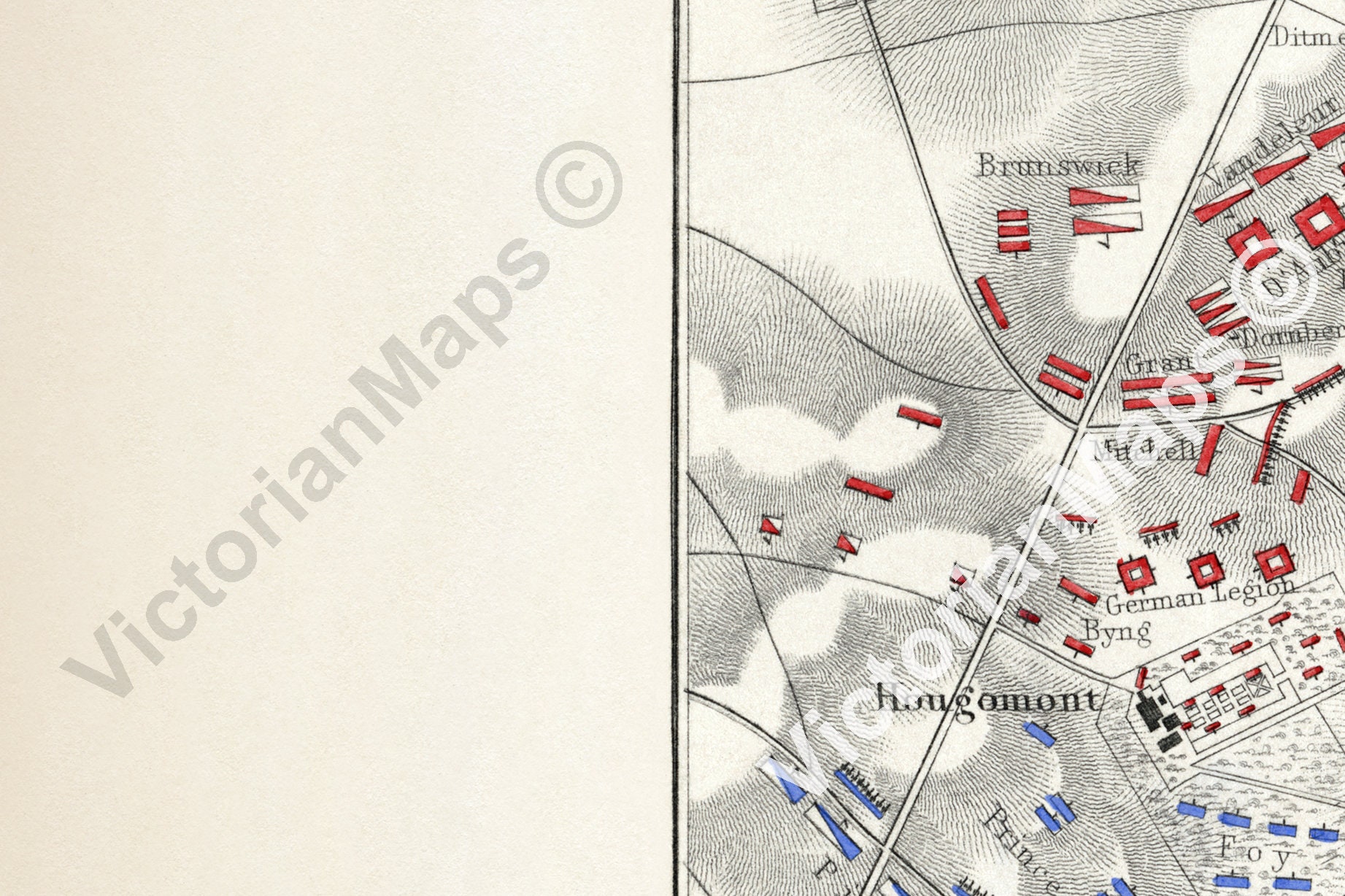 Battle of Waterloo 1815 Sheet 2 Antique Victorian Plan Alison's Atlas ...