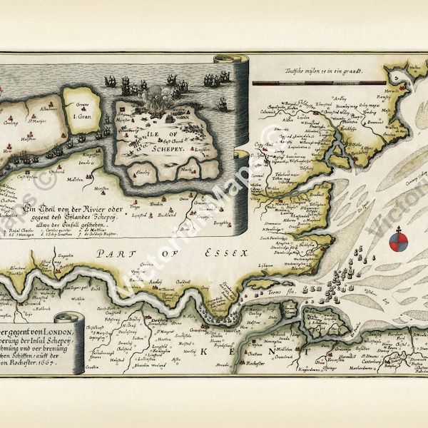 Antique Map Sheppey - Etsy