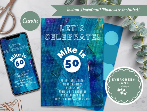 Male Birthday Party Invitation Masculine Invite Boyfriend - Etsy