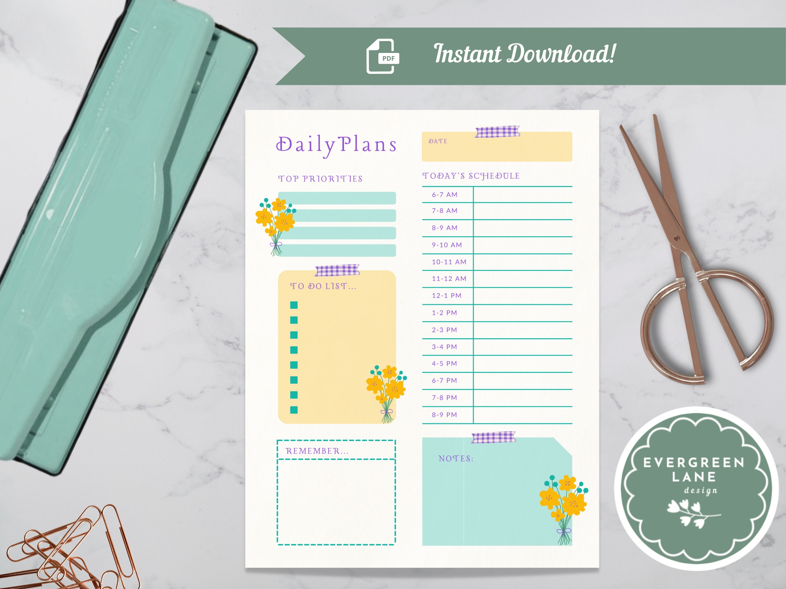 Cute Daily Planner Sheet Printable Daily Planner Daily Organizer ...