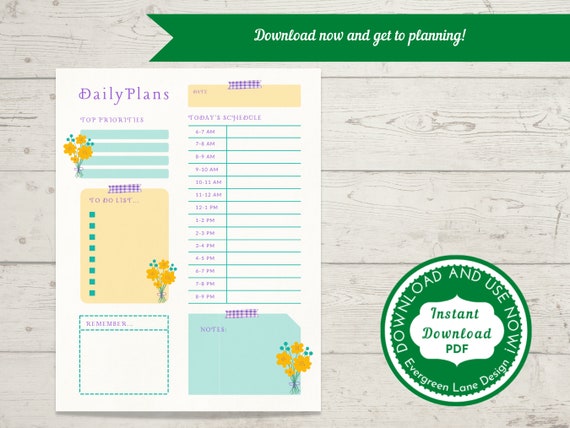 Cute Daily Planner Sheet Printable Daily Planner Daily | Etsy