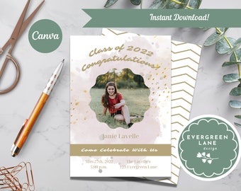 Canva Editable Graduation Invitation Template - Etsy