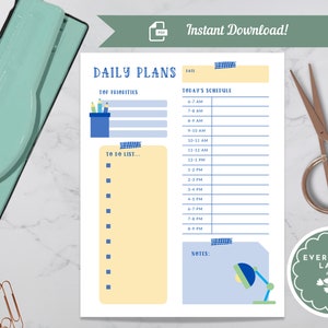 Cute Daily Planner Sheet | Desk or Back to School Design | Daily ...