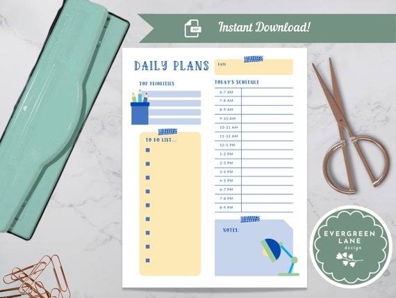 Cute Daily Planner Sheet Desk or Back to School Design - Etsy