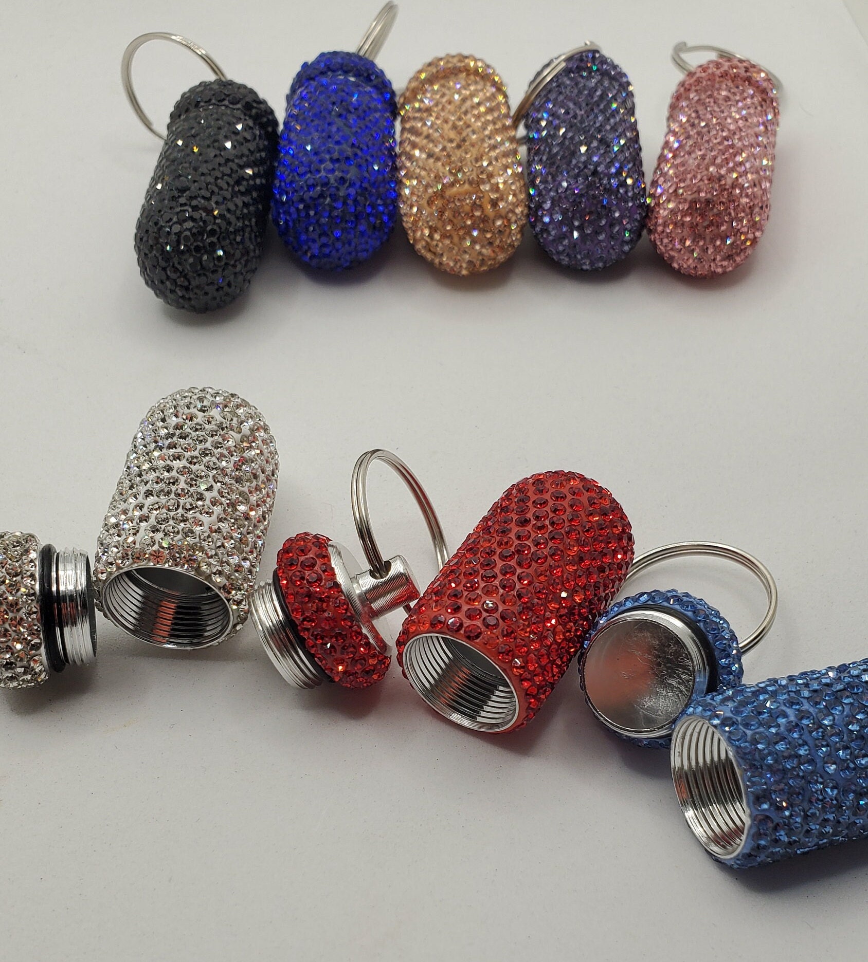 Diamond Rhinestone Pill Case / Pill Bottle Container / Waterproof ...
