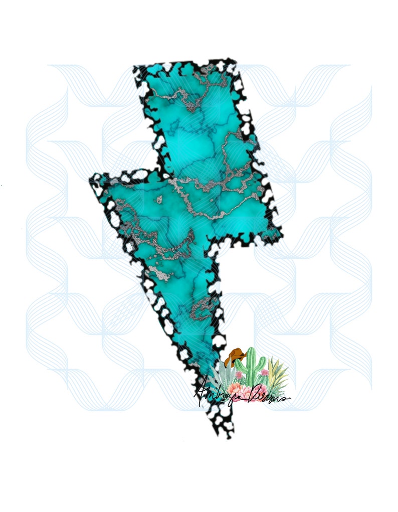 Turquoise Lepaord Lightening Bolt Sublimation Png - Etsy