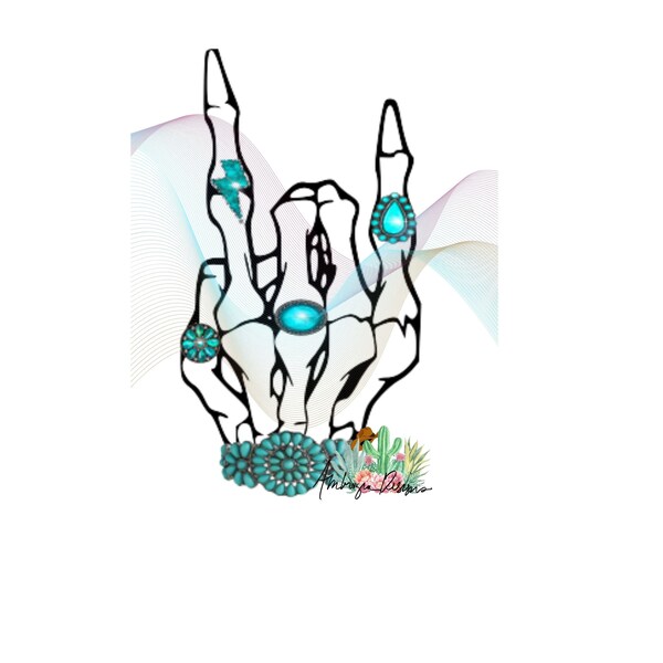 Skeleton Hand Turquoise Png - Etsy