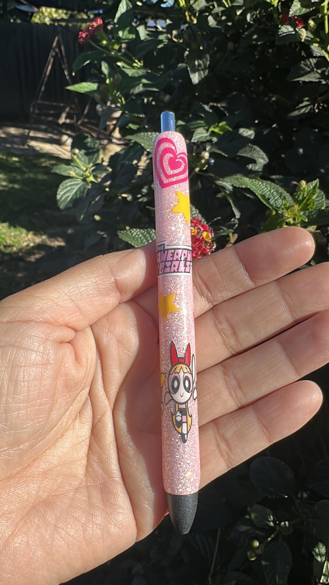 Power Girls Inspired Glitter Pen | Handmade Custom Black Ink Gel Pen - Etsy