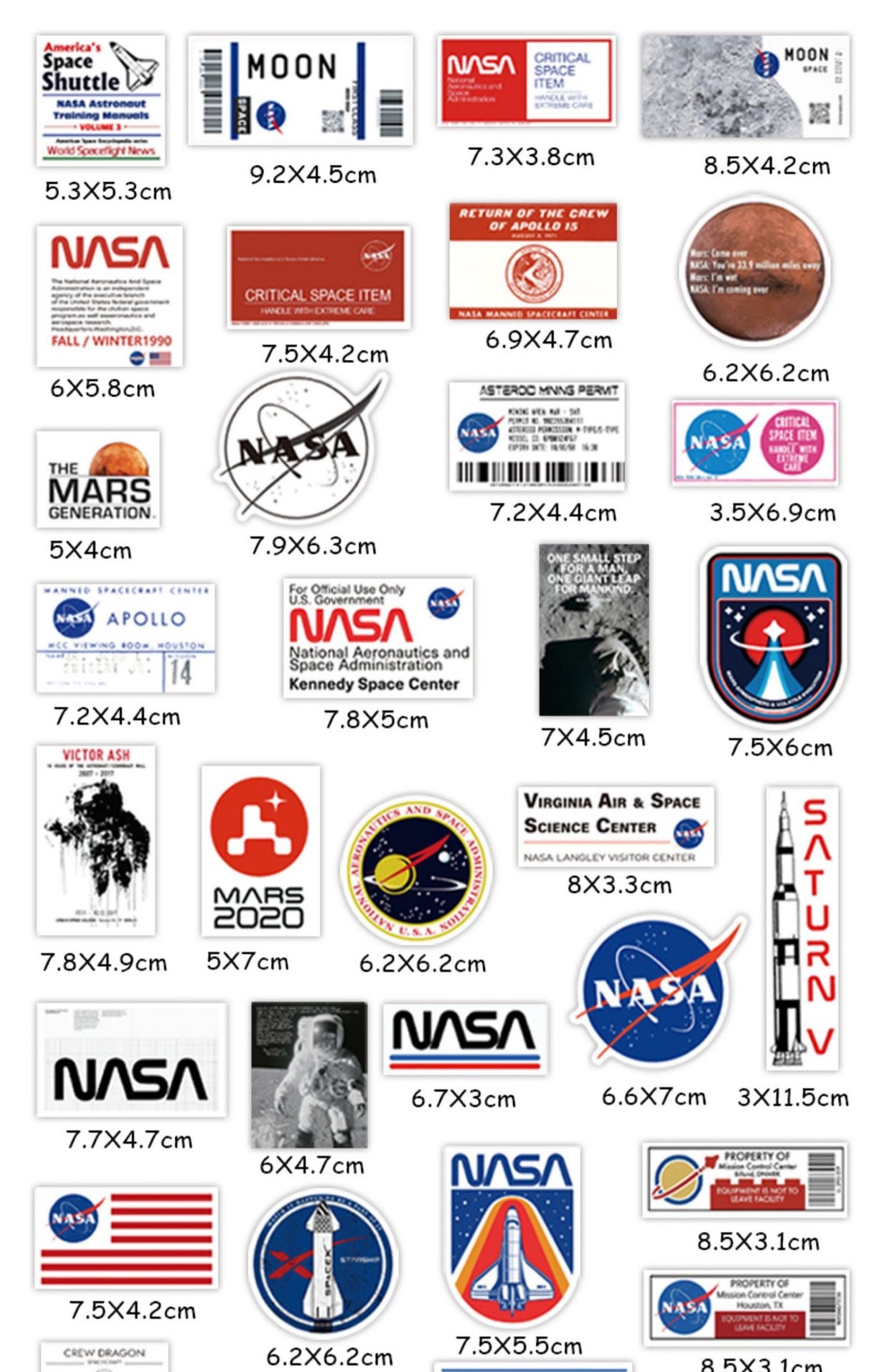 45 X Nasa Sticker Pack NASA SpaceX Sticker Wordings labels | Etsy