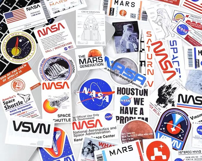 45 X Nasa Sticker Pack NASA Spacex Sticker Wordings Labels Laptop ...